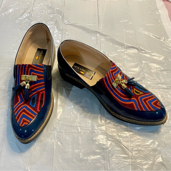 Shoes | Fun Funky Unique Custom Oxford Loafers Shoes Size 9 Wide Navy ...